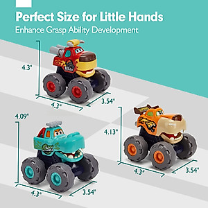 hahaland Toy Cars for 1-Year-Old Boy - Monster Truck Toy Friction Power Bull Cars for Babies Toddlers Boy Toys for Age 1-2 Pull Back Cars for Toddlers 1-3 Toys for 2 Year Old Boy