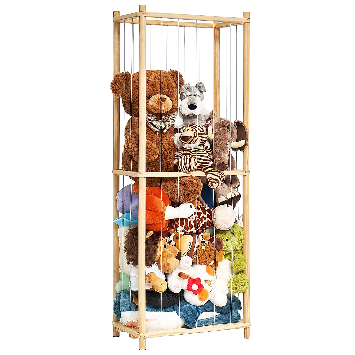 ZJSYMZY Extra Large Stuffed Animal Zoo Storage,59" Tall Wooden Stuffed Animal Cage, Toy Cage for Stuffed Animal Holder Applicable Kids Nursery Play Room Bedroom Display Corner