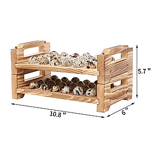 Wooden Quail Pigeon Egg Holder Countertop, 2-Tier Quail Pigeon Egg Storage Trays Stackable for 48 Fresh Eggs, Quail Egg Organizer Rustic Kitchen Decoration, Egg Container Rack