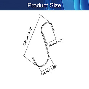 Juvielich 25 Pcs 5" Wall Mounted S Shaped Hook Hangers for Towel Bag Key Kitchen Utensils, Thickness 4mm/0.16" Silver Colored