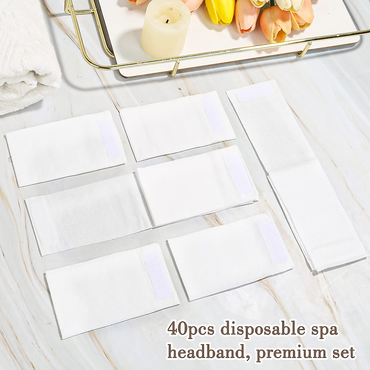 Sublaga 40 Pack Spa Headband for Women Disposable Skincare Headbands for Facials Esthetician Supplies Esthetician Headbands Stretch Headbands for Women's Hair (40pcs white)