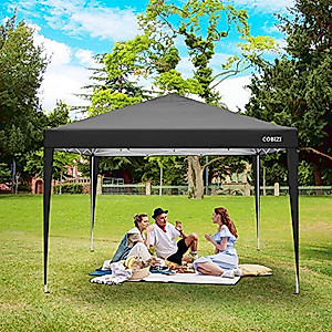 COBIZI 10'x10' Outdoor Canopy Tent, Beach Pop Up Canopy and Portable Gazebo Party Commercial Instant Shelter Tent Waterproof Canopies with 4 Sidewalls & Carrying Bag,Black
