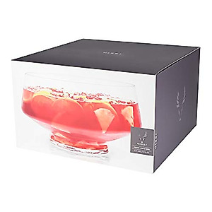 Viski Footed Glass Punch Bowl, Heavy Base Glass Serving Bowl With Angled Design Party Serveware for Cocktails & Functional Centerpiece, Clear