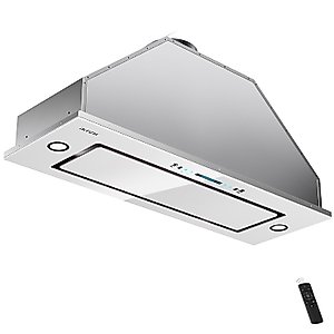 IKTCH New 30" Range Hood Insert, 900 CFM Ducted/Ductless Range Hood with 4 Speed Fan, White Stainless Steel & Tempered Glass Range Hood 30 inch with Gesture Sensing&Touch Control Making life Smarter