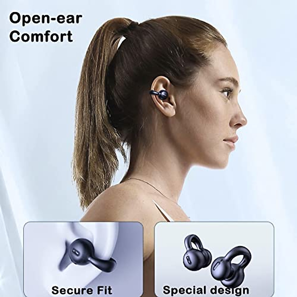 Open Ear Clip Bone Conduction Headphones Wireless Bluetooth Clip On Headset Open Ear Earbuds Head Phones Bone Conduction Earbuds Head Set Bone Conducting Headphones Induction Earphones