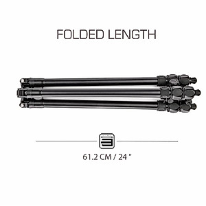 3 Legged Thing Charles 2.0 Aluminium Tripod Kit with AirHed Pro – Adjustable Camera Tripod with 3 Detachable Legs - Darkness (Matte Black) (CHARLESKITDARK2)