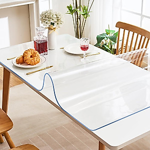 Clear PVC Desk Protector Plastic Crystal Tabletop Topper Thick Small Table Cover Protector 12x36 In Rectangular Plastic Night Stand Desk Pad Mat for Office Computer Desk/Sofa Table Easy Clean Wipeable