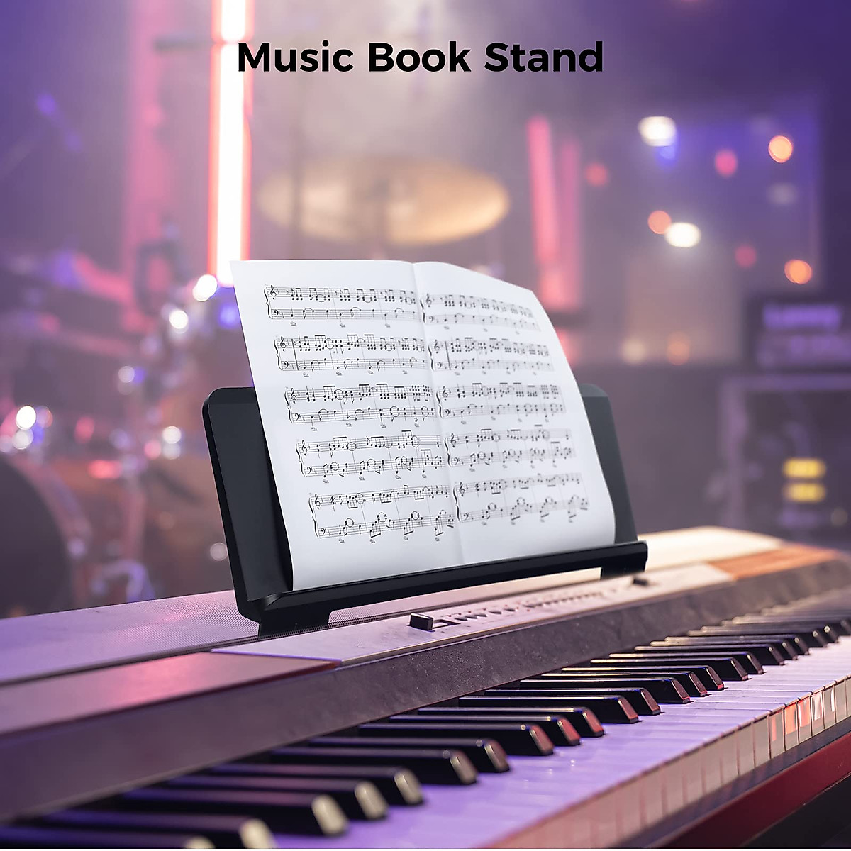 Anjetan Electronic Keyboard Music Stand: Stable Plastic Professional Wide Thickened Music Book Holder Music Sheet Stand