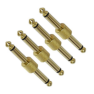 VSN Professional Guitar Pedal Connector, 1/4 inch Copper Guitar Effects Pedal Coupler Straight Type, Gold Plated (4 Pack) …