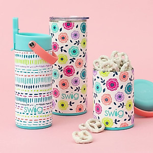 Swig Life 12oz Insulated Water Bottle for Kids with Straw & Flip + Sip Handle, Dishwasher Safe, Cup Holder Friendly Stainless Steel Water Bottle for Girls and Boys (Dipsy Daisy)