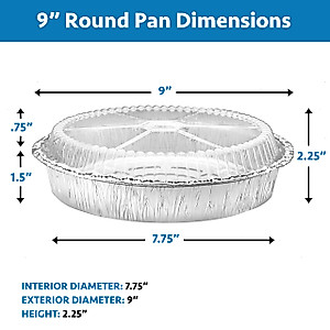 NYHI Round Aluminum Foil Pans 9-Inch | Disposable Tin Foil Pans with Clear Plastic Lids | Heavy-Duty Food Container Pie Dish Safe for Freezer & Oven | 30 Pack