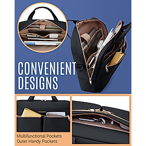 LIGHT FLIGHT 17.3 Inch Laptop Bag, Travel Business Briefcase,Water-Repellent Shoulder Messenger Bag,Large Computer Bag for Men and Women Work Office,Nylon,Black