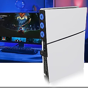 PS5 Slim Cooling Fan, SIKEMAY New PlayStation 5 Slim Console Accessories Cooler with USB Port and 3 Adjustable Quiet 9500-Speed Fans, Cool LED Light for PS5 Slim Digital/Disc Edition System (Black)