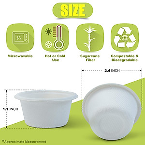 Green Earth, 2 oz Bagasse Compostable Cups, Biodegradable Sugarcane Fiber Material, White, 50-Pack