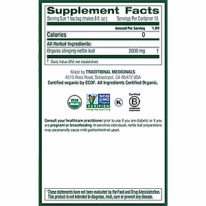 Traditional Medicinals Organic Nettle Leaf Herbal Tea, Supports Joint Health & Overall Wellness, (Pack of 2) - 32 Tea Bags Total