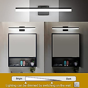 SOLFART Dimmable Black Vanity Light Bar Lighting Fixtures Modern Bathroom Light Fixtures 6000K Rotatable White Aluminum LED Light