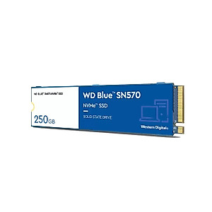 Western Digital 250GB WD Blue SN570 NVMe Internal Solid State Drive SSD - Gen3 x4 PCIe 8Gb/s, M.2 2280, Up to 3,300 MB/s - WDS250G3B0C