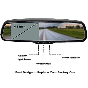 RED WOLF 4.3" Rear View Backup Mirror Monitor W/Dual Channel Fit Ford F150 2004-2014, F250/350 04-2015, Toyota Tacoma 2011-2015, Corolla RAV4 2008-2014, 2010-2014 Chevy Equinox Reverse Display