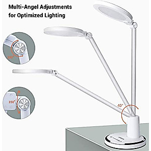 LED Desk Lamp,JUKSTG Eye-Caring Desk Light, Home Office Lamp, Adjustable Table Lamps with 10 Brightness Levels and 5 Lighting Modes,Touch-Sensitive Control,Blue Light Filter,10W Reading Lamp,White