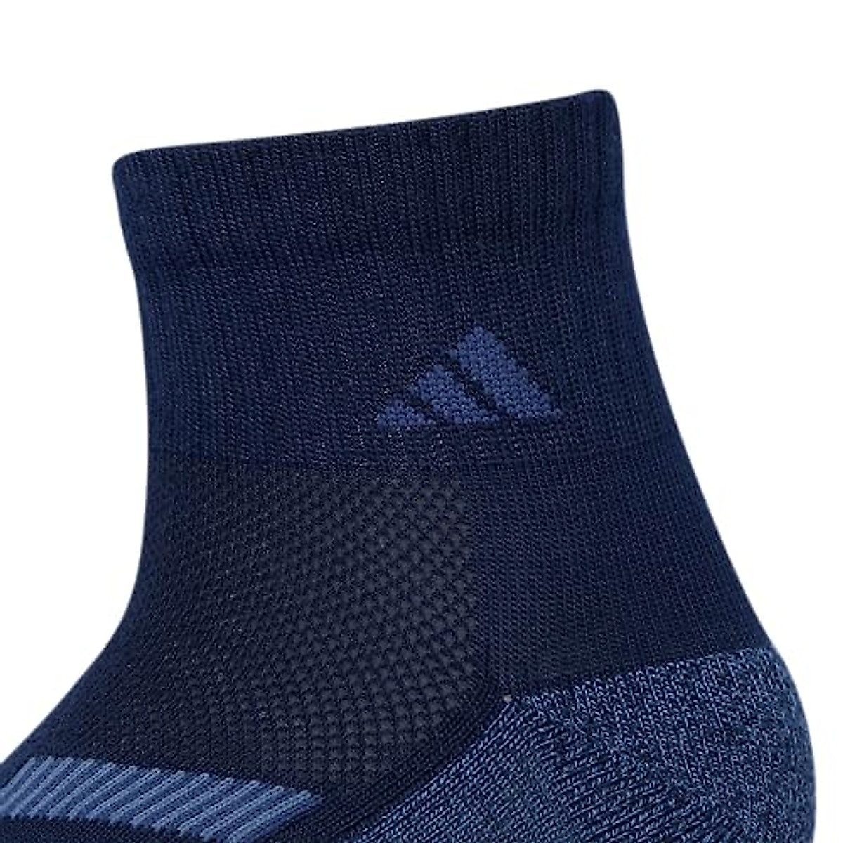 adidas Kids-Boy's/Girl's Cushioned Angle Stripe Quarter Socks (6-Pair), White/Collegiate Navy/Wonder Steel Blue, Medium