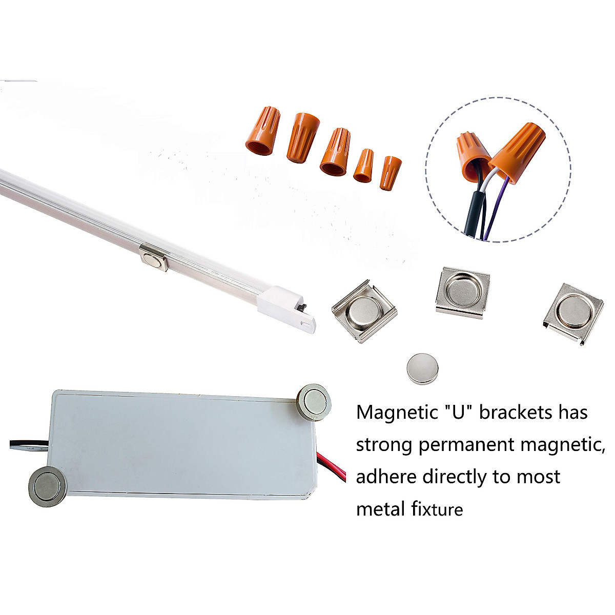 jimwhen 4FT LED Retrofit Kit,24W Magnetic LED Troffer Retrofit Kit 2x4 FT,3600LM,5000K Daylight White, T8 T10 T12 Fluorescent Replacement, NOT Dimmable, 1 Driver 2 Tubes Per Kit