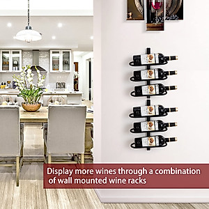ODSNANIE Metal Wine Rack Wall Mounted, Wine Bottle Holder for 6 Bottles, 2 Packs Wall Wine Rack Shelf, Wine Storage, Black