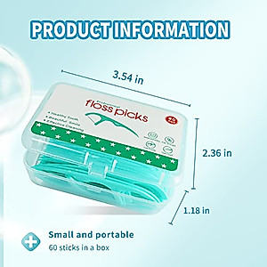 Dental Floss Picks, 2Travel Floss Cases 120 Counts Dental Flossers,Floss Sticks,Tooth Floss,Dental Sticks,Dental Picks Disposable,Teeth Flossers Picks (Pack of 2, 120)