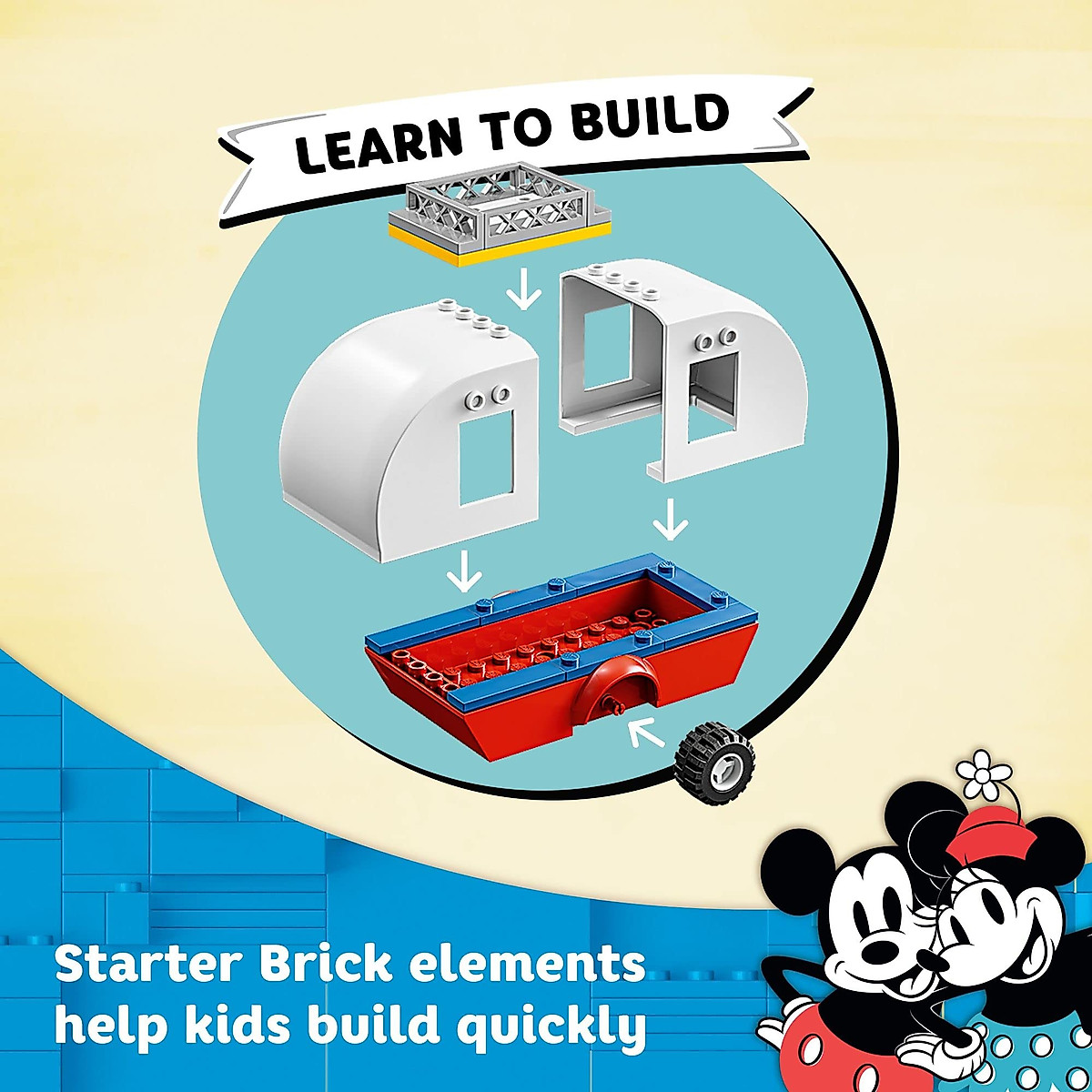 LEGO Disney Mickey Mouse and Minnie Mouse's Camping Trip 10777 Building Toy with Camper Van, Car & Pluto Figure, for Kids 4 Plus Years Old
