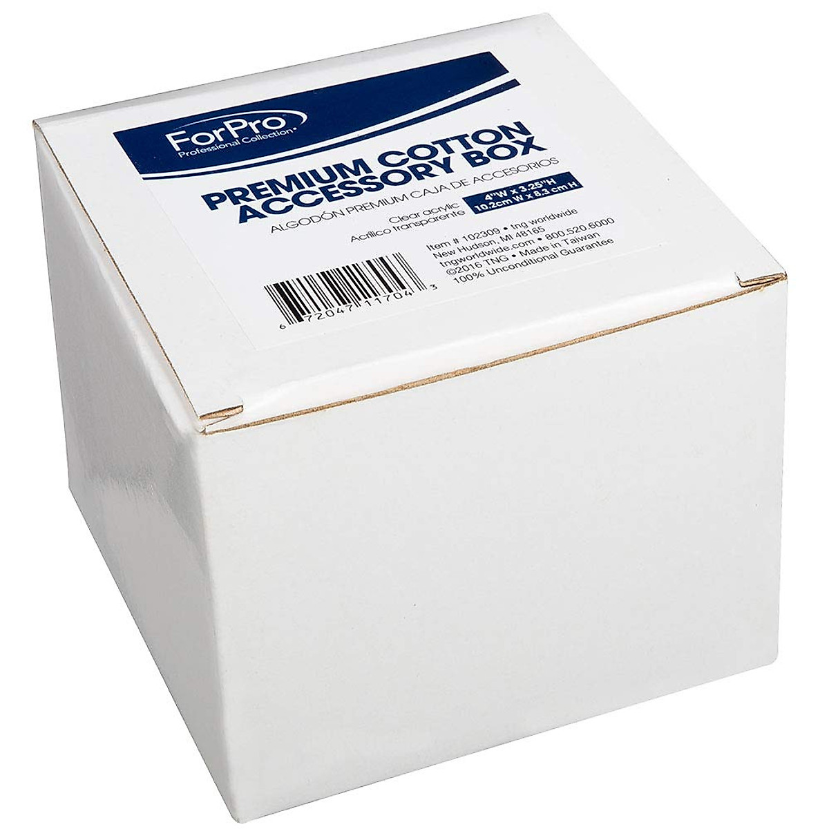 ForPro Premium Cotton Accessory Box, Acrylic Storage Container with Removable Lid, for Storing Cotton, Makeup, Supplies, 4” W x 3.25” H