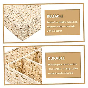 Cabilock Storage Box Make up Organizer Bag Home Storage Baskets Utensil Holder Rectangular Wicker Basket Tea Bags Holder Teabag Packet Holder Bathroom Storage Bins Office Coffee Organizer