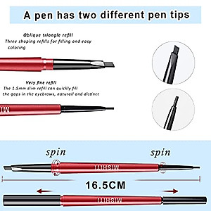 2pcs Eyebrow pencil, Double Ended Waterproof Brow Pen,profession durable sweat-proof Kit,With Eyebrow Brush(Black)