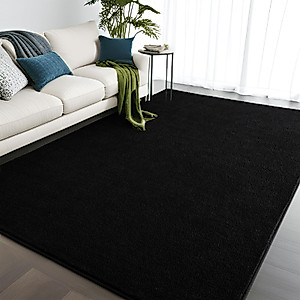 Larhom Large Modern Area Rugs for Bedroom Living Room, 5x7 Feet Black Rug, Thickened Memory-Foam Indoor Carpets, Minimalist Rug for Boys Girls, Soft, Non-Slip and Machine-Washable