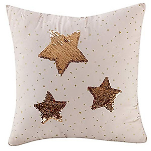 Mytex Celestial Princess Pretty 5-Piece Comforter set with gold metallic foil, Smocked texture, Girls, Teen bedding, Stars and Moons, Two Twinkling Decorative Pillows, Shabby Chic, Blush Pink, Full