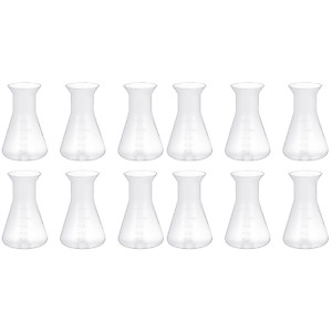 Baluue Plastic Erlenmeyer Flask, Clear Conical Flasks with Narrow Mouth Flask Beakers Erlenmeyer with Printed Graduation for Laboratory School Educational Supplies