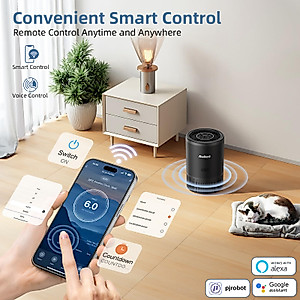 RUBOT Air Purifiers for Home Large Bedroom Up to 1200 Ft², H13 True HEPA, WiFi Alexa Control,Smoke Dust Pollen Pet Hair Allergies for Bedroom Living Room Kitchen Office, Air Filter with Sleep Mod