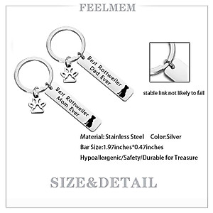 FEELMEM Dog Lover Gift Rottweiler Lover Gift Best Rottweiler Mom/Dad Ever Keychain Set Fur Mama Mom of Dogs Jewelry Dog Father Dad Owner Pet Doggo Keyring Gift (Best Rottweiler mom/DAD)