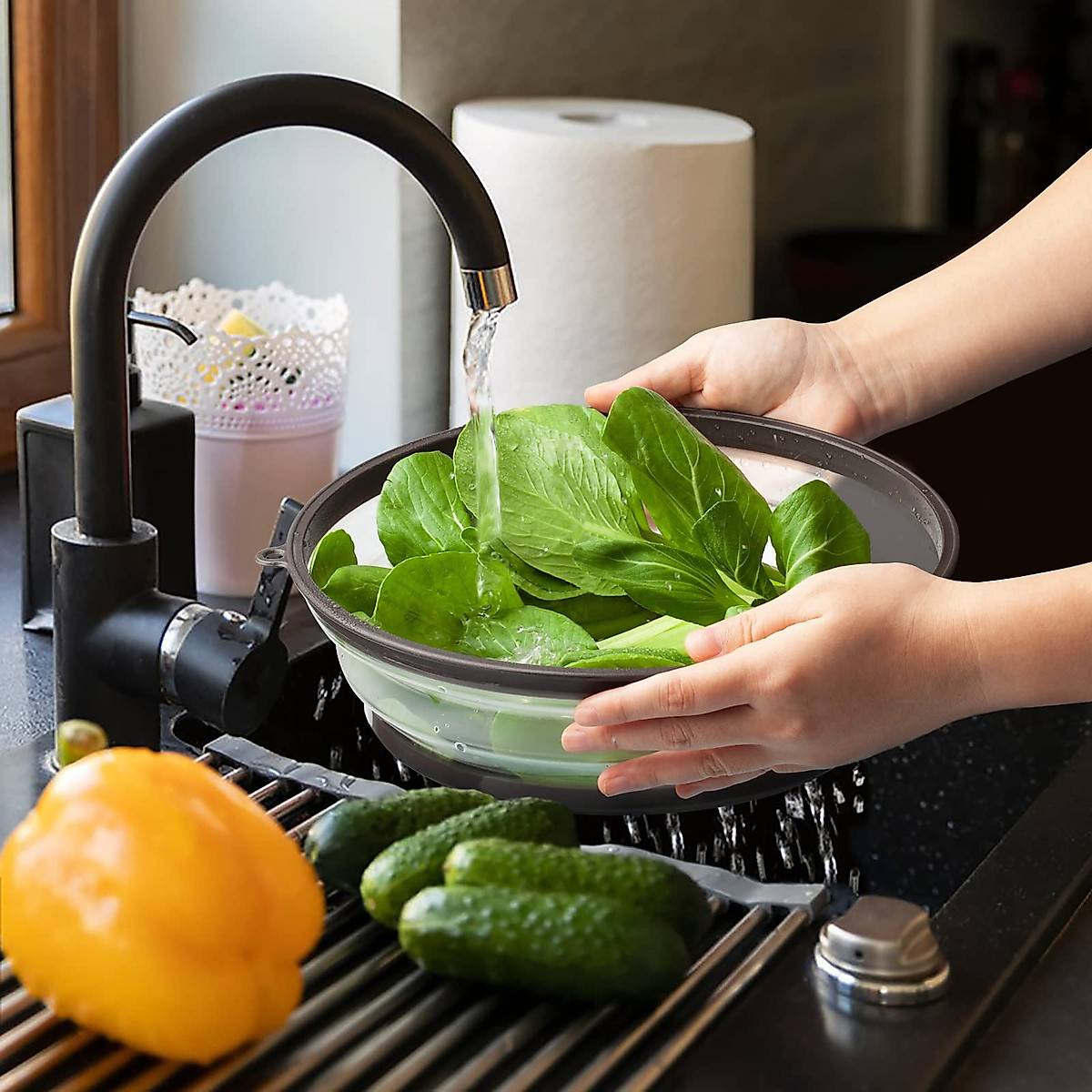 MAGJIUKE Microwave Food Cover & Mat,Vented Collapsible Splatter Guard Dish Plate lid & Silicone Round Kitchen mat,Heat Resistant Multi-Purpose Non-Slip Trivet Drying mat,Home Apartment Essential