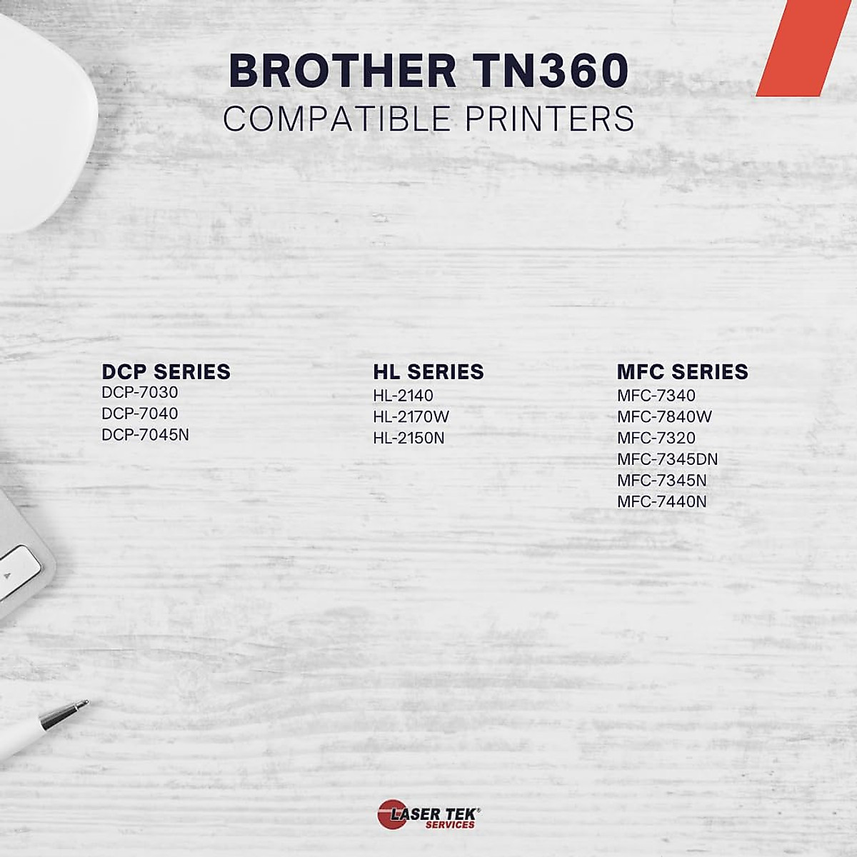 Laser Tek Services Compatible Brother TN360 TN-360 Toner Refill Kit Replacement for Brother HL-2140 2150N, MFC-7440N 7840W Printers (Black, 1 Pack)- 2,600 Pages