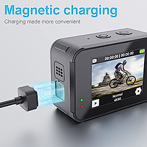 PEGY Dual Screen 4K Action Camera 60FPS 65ft Sports Camera,Underwater Camera for Snorkeling,6 Axis EIS,WiFi Touch Screen with 2 Batteries,32GB Memory Card,Helmet Mounting Accessories