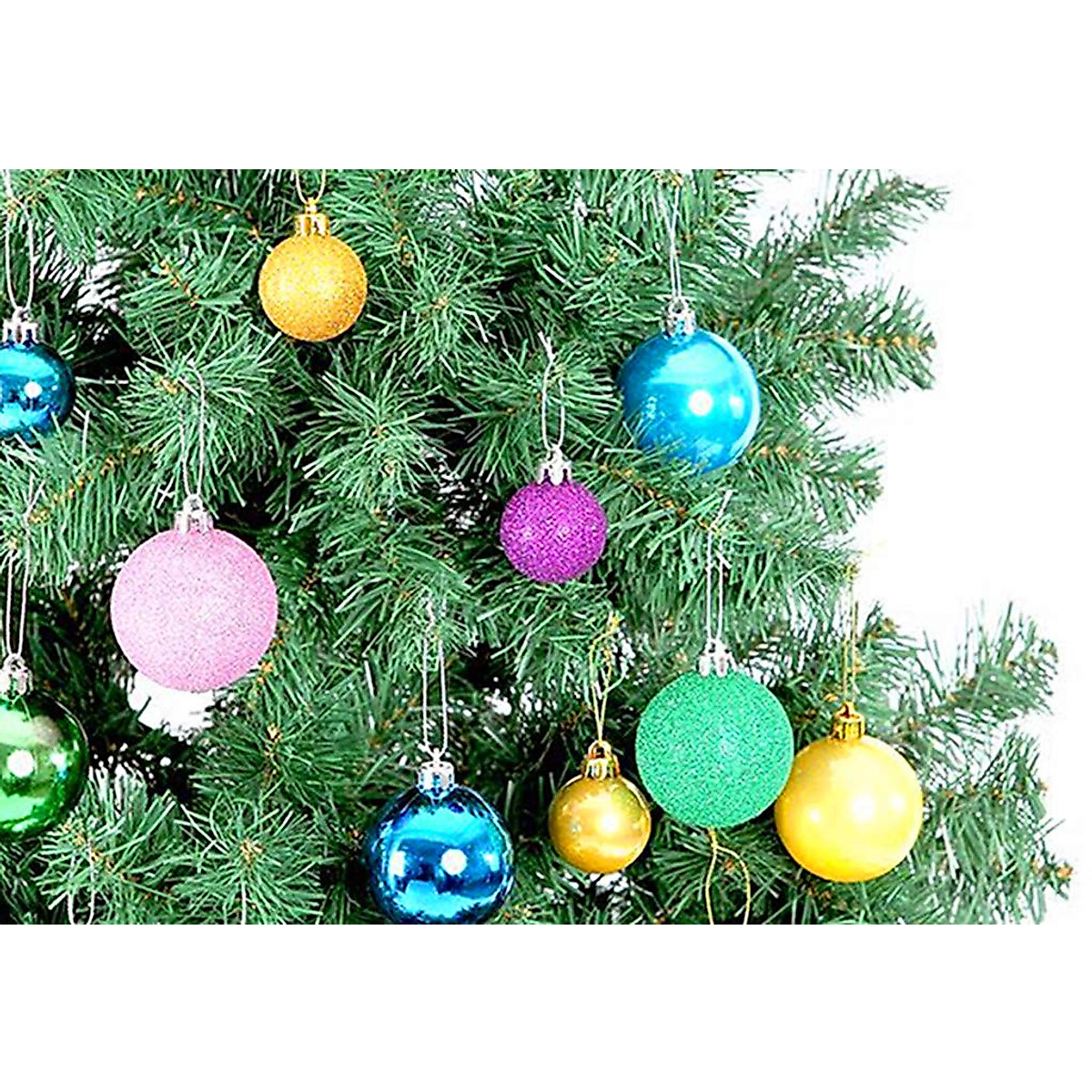 ALIMITOPIA 24pcs Christmas Ball Baubles 1.2 inches Shatterproof Plastic Hanging Balls Pendant for Xmas Tree Decoration (Tiny Size;Lime Green)