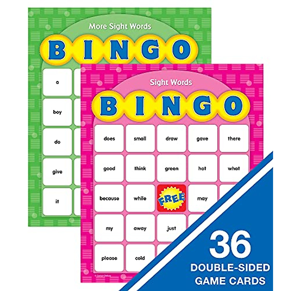 Carson Dellosa Sight Words Bingo Games—Learning Tools for Kindergarten and First Grade Reading Skills, Double-Sided Language, Vocabulary Building Game Cards