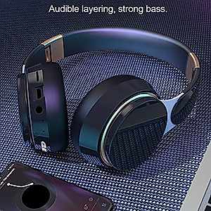 Wireless Headphones, Bluetooth 5.0 Earpiece, Wireless Over Ear Headset Noise Canceling Foldable Gaming Headsets with Microphone for PC Office Phone Call(Black)