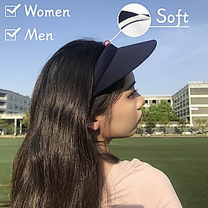 6 Pack Visor for Women Men Adjustable Sun Hats Outdoor Sports Visors Wide Brim Uv Protection Twill Clip On Cap Summer Beach Golf Blue (Navy)