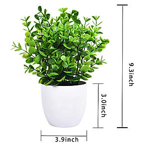 Sunm Boutique Eucalyptus Potted Plant, Mini Artificial Plants with 9 Branches Eucalyptus Leaves in Pots, Green Faux Potted Plants for Office Table Bathroom Greenery Room Home Decor
