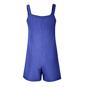 plus size overalls for women Womens Summer Short Jumpsuits Adjustable Strap Casual Rompers with Pockets Loose Fit Comfy Trendy Overalls 2023 Blue XL