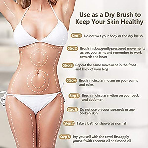 Body Brush for Bath or Shower - Dry or Wet Skin Exfoliating Long Wood Handle Back Scrubber with White Sponge