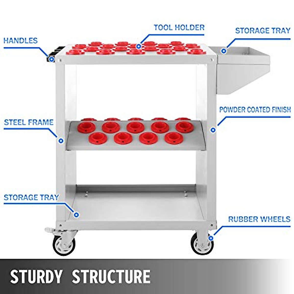 Vevor Tool Cart 40 Taper Tool Holder CNC Tool Cart 36 Capacity CAT40 BT40 Service Carts with Wheels Heavy Duty (BT40 36 Capacity) : Tools & Home Improvement