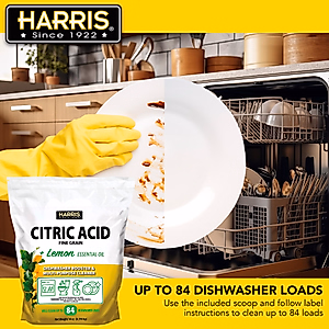Harris Citric Acid Dishwasher Booster and Multipurpose Cleaner, 14oz, Cleans 84 Dishwasher Loads, with Scoop Included