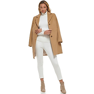 Calvin Klein Women's Classic Cashmere Wool Blend Coat, Camel Classic, 14