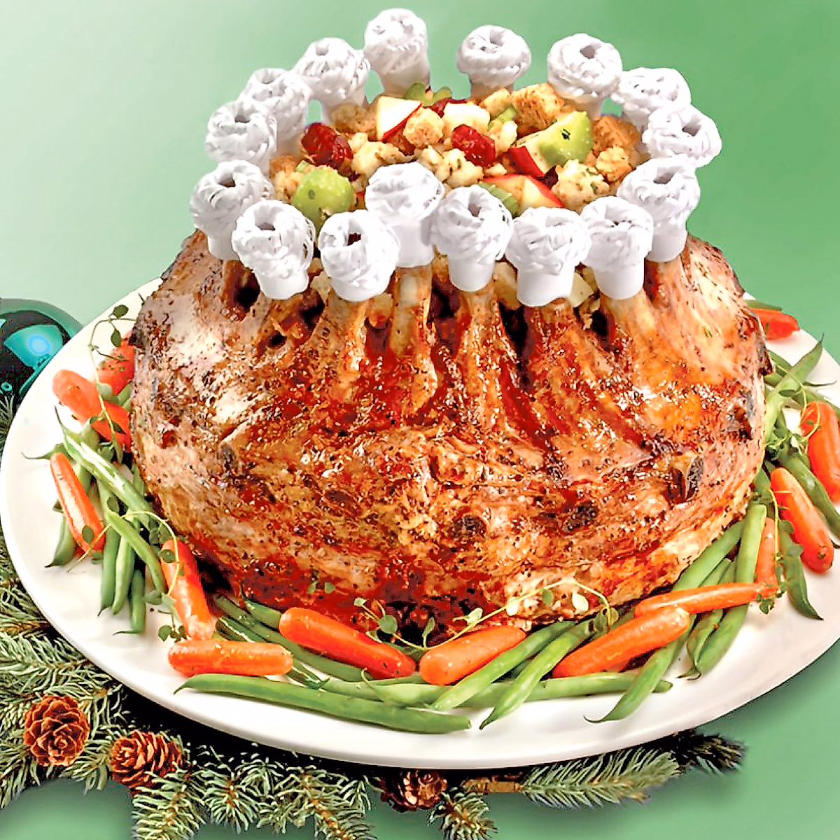 HIC Kitchen Turkey Embossed Serving Platter, Fine White Porcelain, Oversized